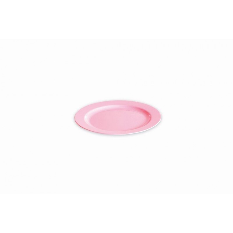 12 Assiettes roses réutilisables rondes 19 cm par 12 unités